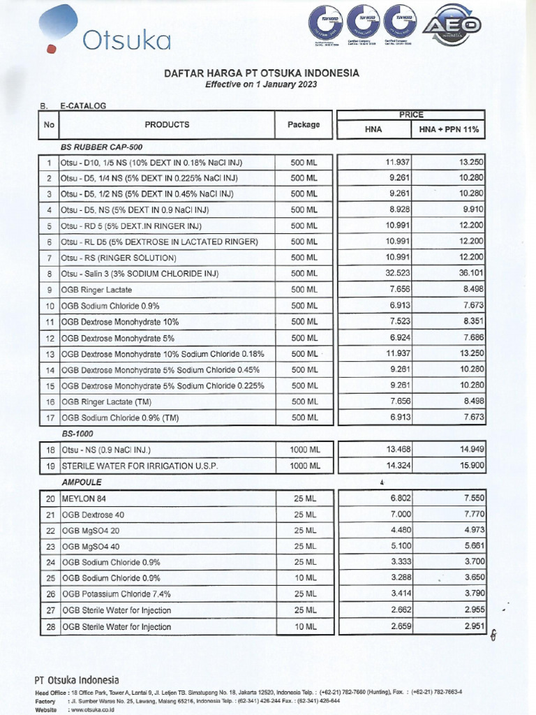 Daftar Harga E-Catalog 2023 | PDF