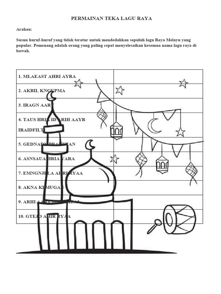 Permainan Teka Lagu Raya Melayu | PDF