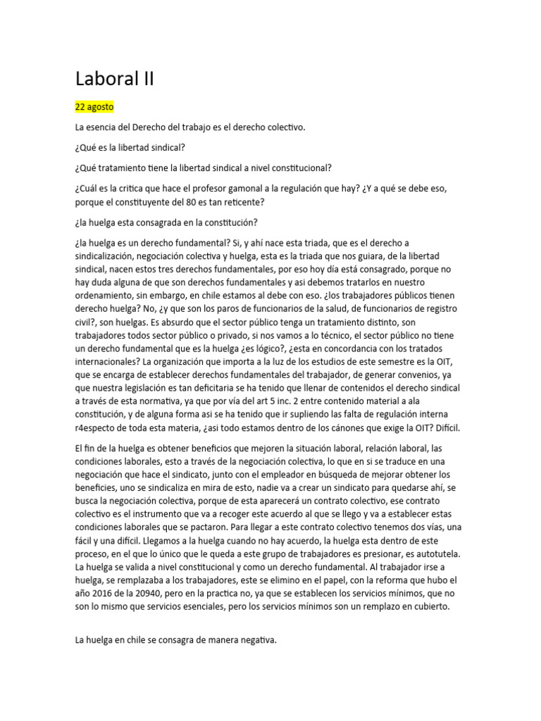 Laboral II | PDF | Derecho laboral | Sindicato