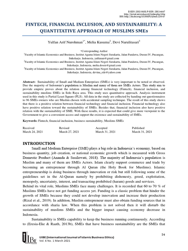 Fin-Tech Financial Inclusion and Sustainability A | PDF | Small And ...