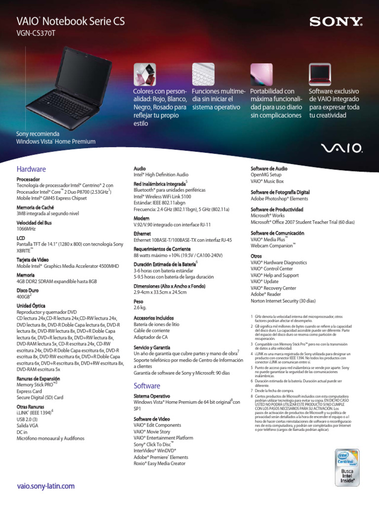 VGNCS370T MKSP ES | PDF | DVD | Tecnología de información y comunicaciones
