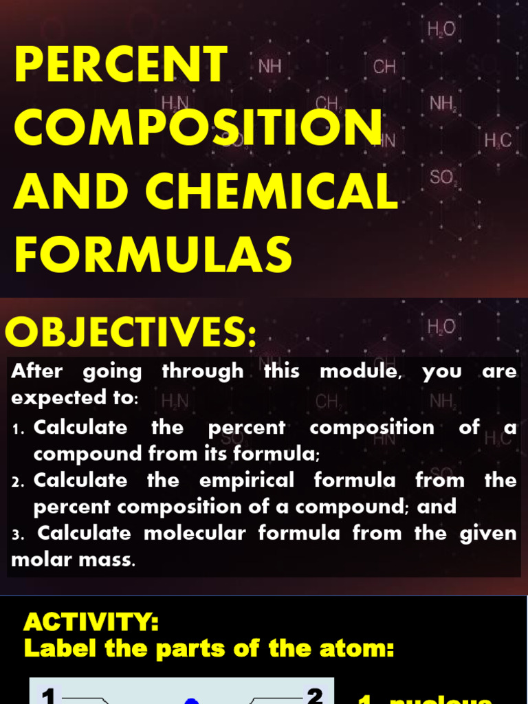 CHEMICAL-FORMULA-AND-PERCENT-COMPOSITION | PDF | Mole (Unit) | Molecules