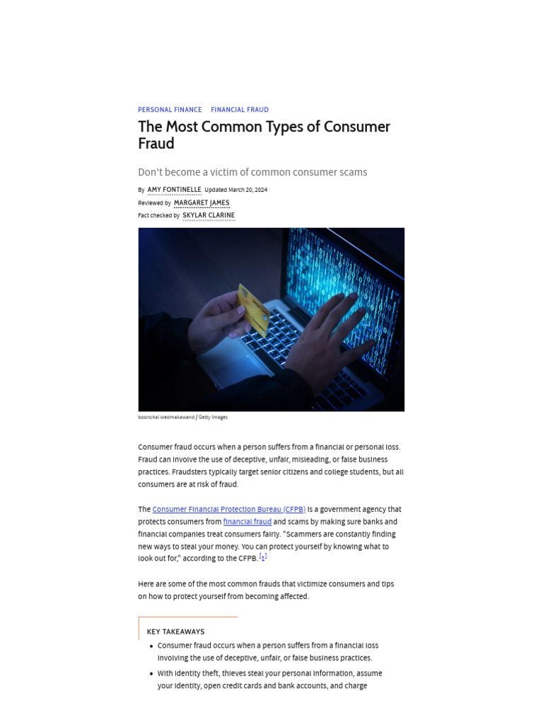 The Most Common Types of Consumer Fraud | PDF | Credit Card | Identity ...