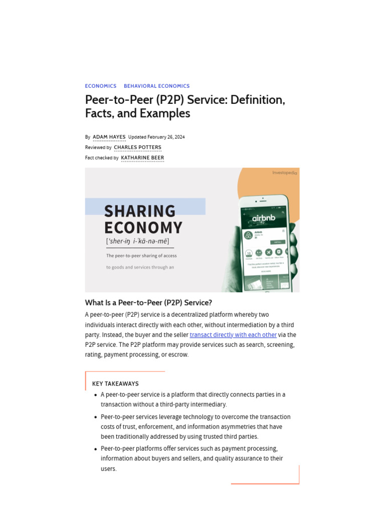 Peer-To-Peer (P2P) Service Definition, Facts, and Examples | PDF | Peer ...
