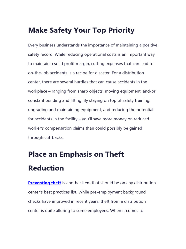 Make Safety Your Top Priority | PDF | Inventory | Automation