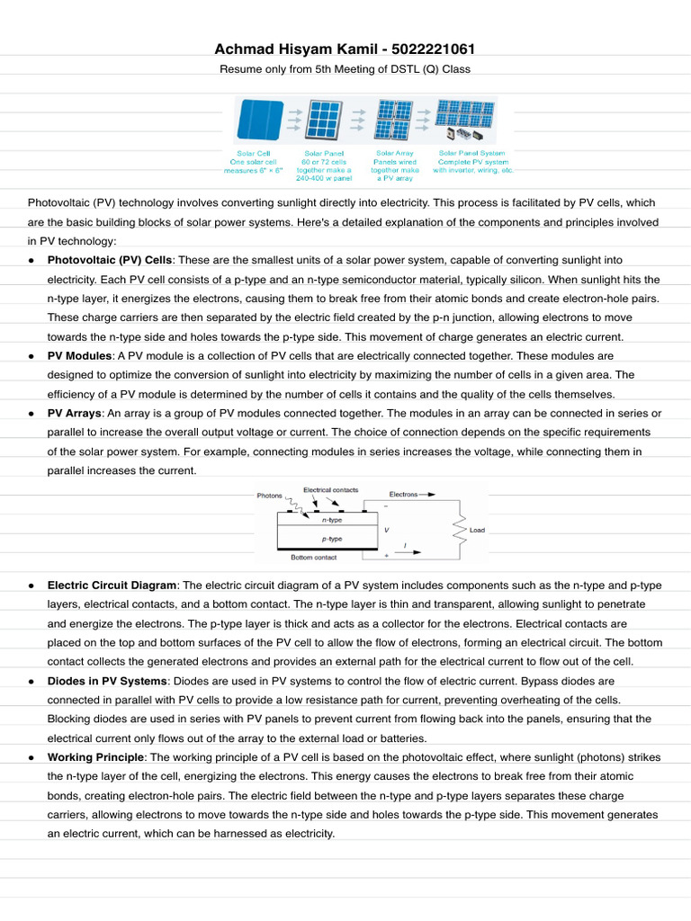 Week 5 Resume | PDF | Photovoltaics | Solar Panel