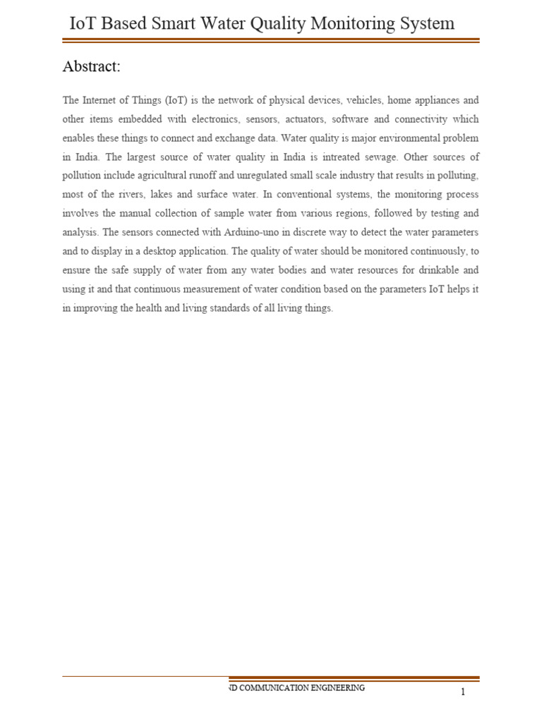 IoT Based Smart Water Quality Monitoring System | PDF | Embedded System ...
