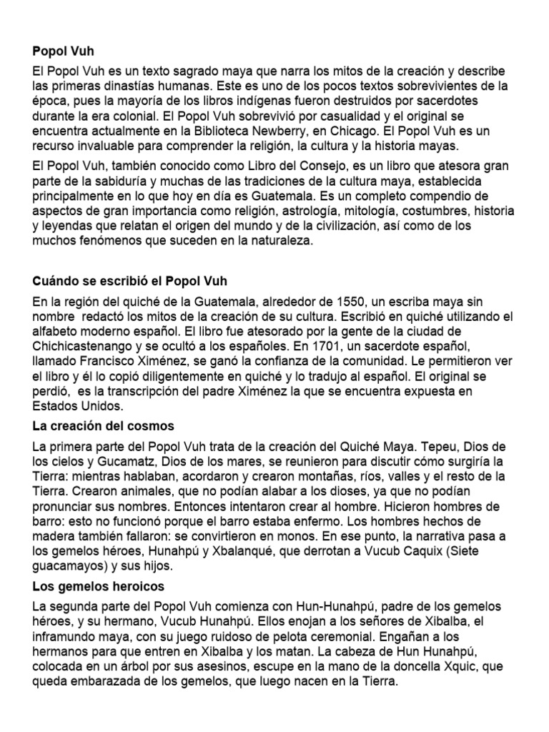 Popol Vuh | Descargar gratis PDF | Pueblos mayas
