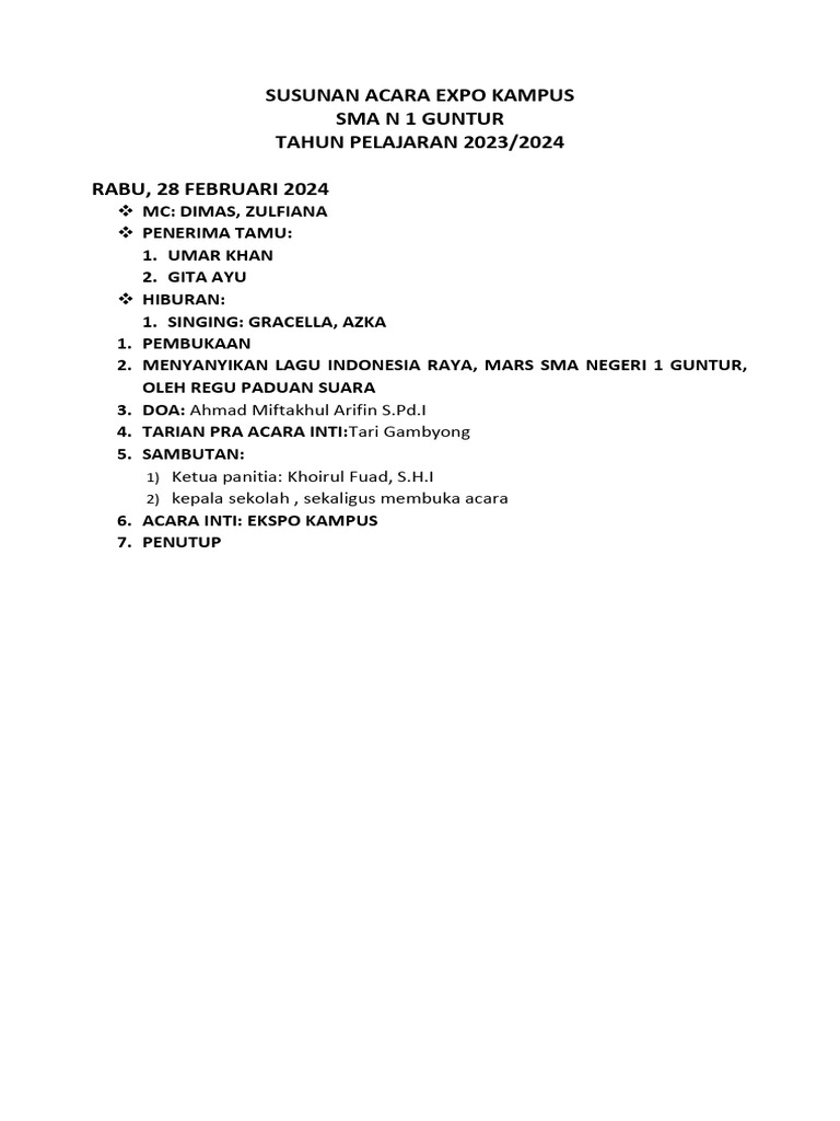 Susunan&rundown Acara Expo&p5 | PDF