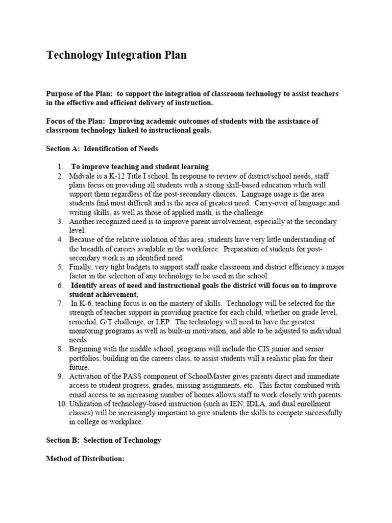 Technology Integration Plan | PDF | Schools | Teachers