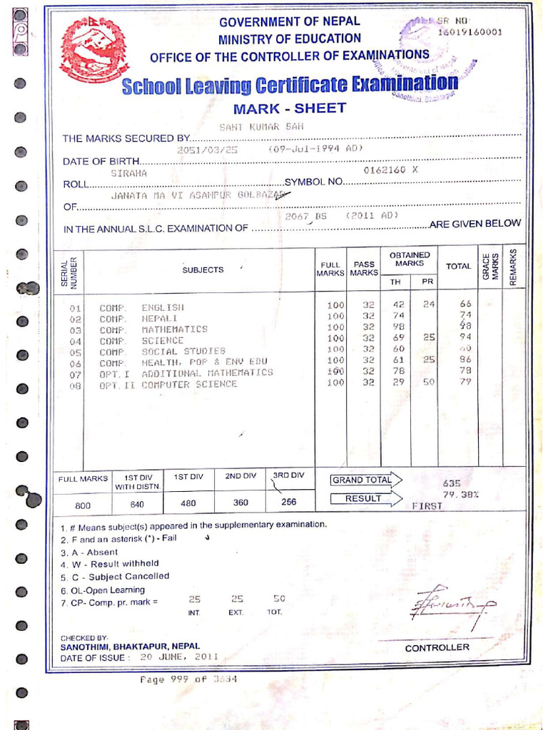 School Marksheet | PDF