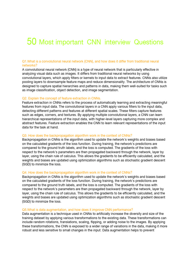 CNN Interview Prep Guide | PDF | Artificial Neural Network | Receiver Operating Characteristic