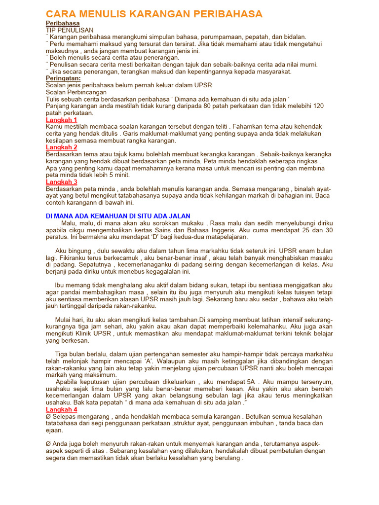 Cara Menulis Karangan Peribahasa | PDF