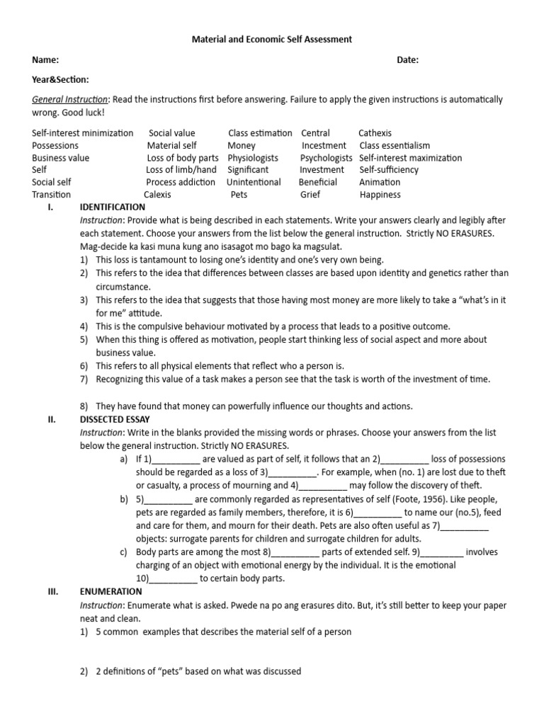 Assessment Task Mat Self | PDF | Self | Cognitive Science
