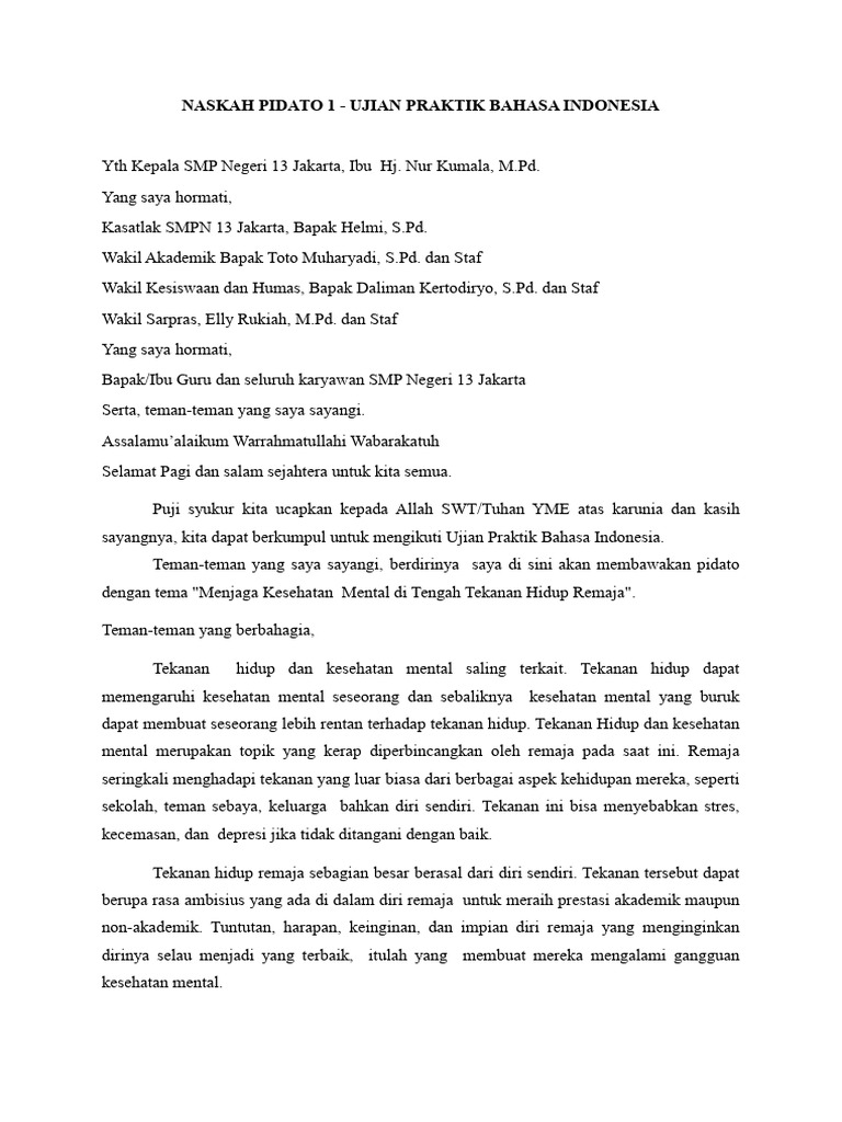 Teks Pidato - Uprak | PDF