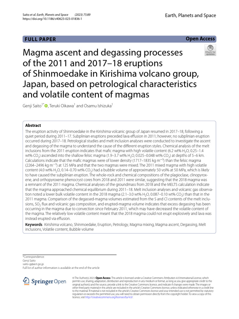 Magma ascent and degassing processes of the 2011 and 2017–18 eruptions ...