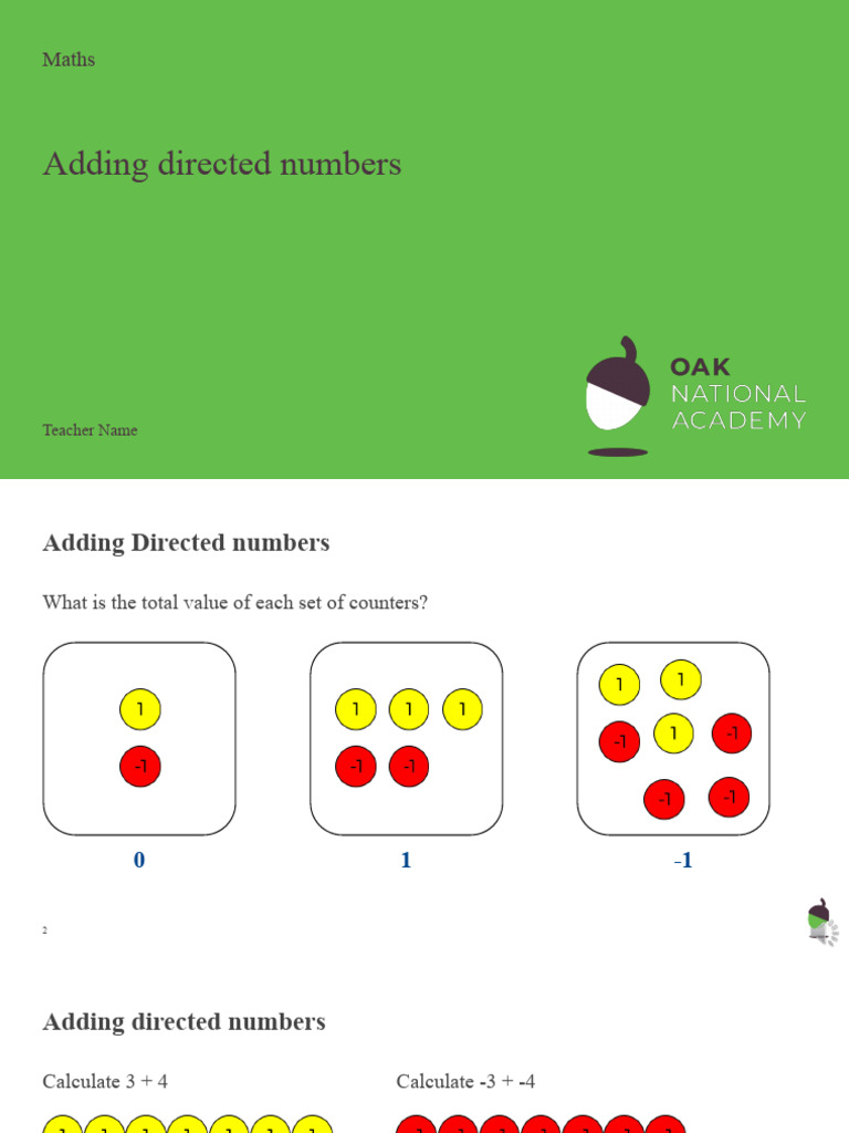 Adding Directed Numbers: Calculations Guide | PDF