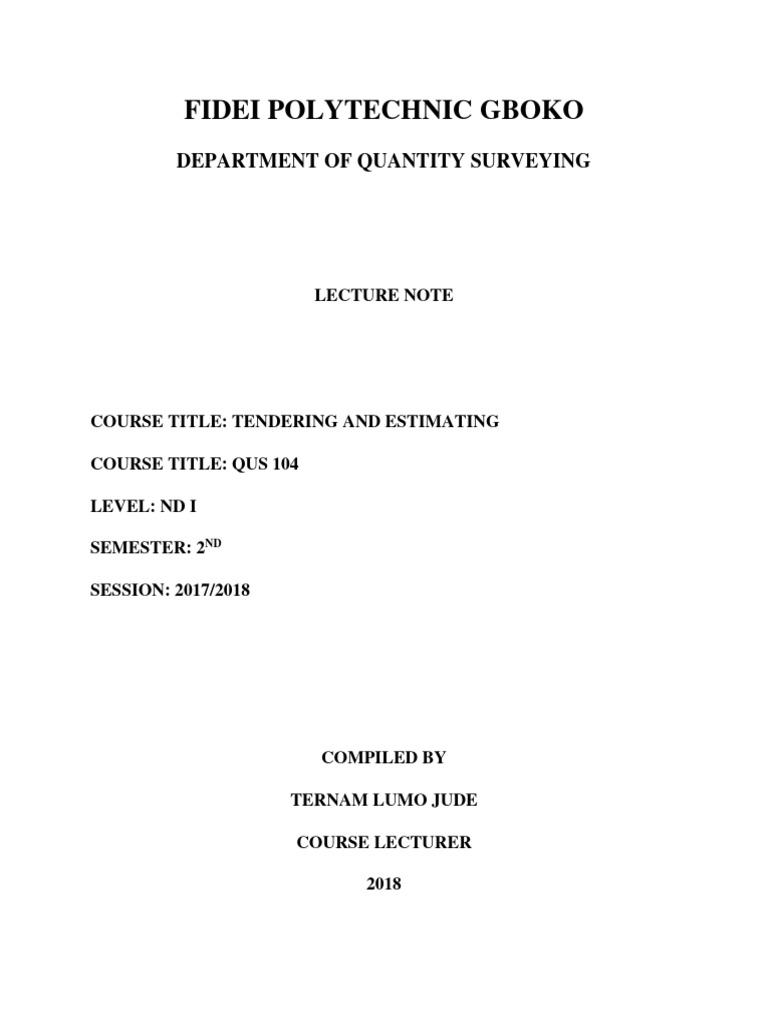 Qus 104-Tendering and Estimating | PDF | Specification (Technical Standard) | Bonds (Finance)