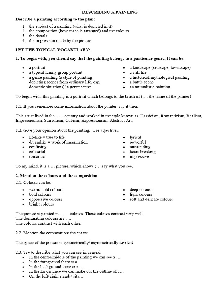 Describing A Painting Outline | Download Free PDF | Paintings | Color