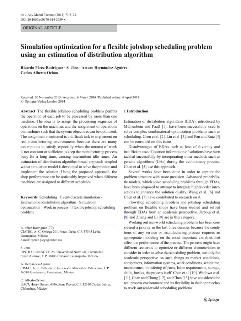 Simulation Optimization For A Flexible Jobshop Scheduling Problem Using ... Simulation Optimization For A Flexible Jobshop Scheduling Problem Using ...