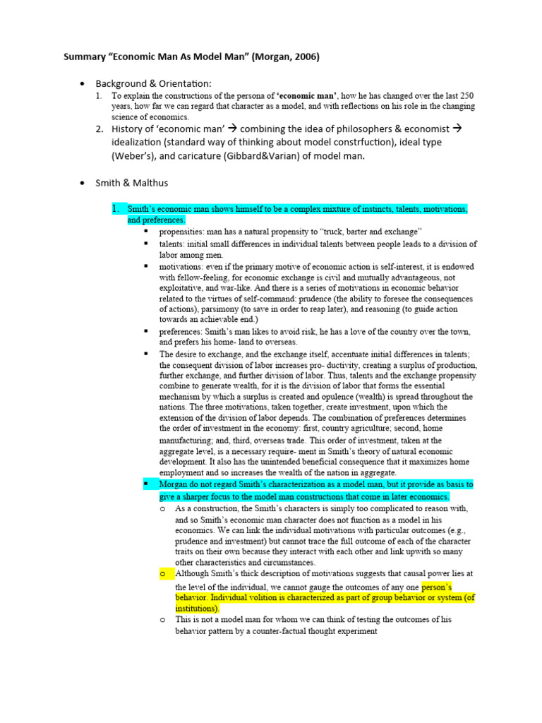 Evolution of Economic Man Concept | PDF | Economics | Neoclassical ...