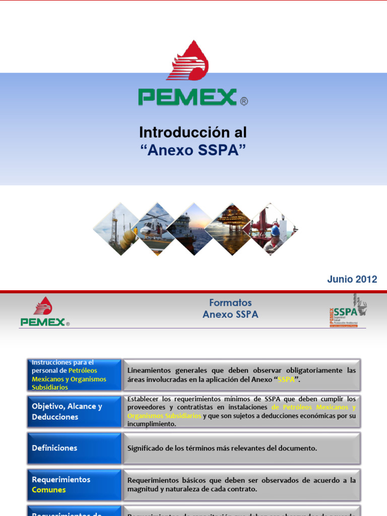 Requerimientos del Anexo SSPA Pemex | PDF