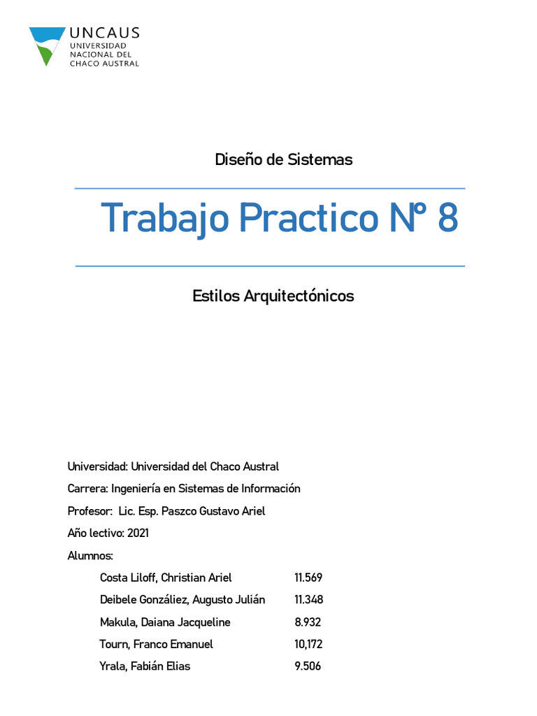 Tp8 - Estilos Arquitectonicos | PDF | Servidor (Computación) | Modelo cliente-servidor