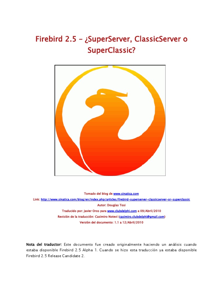 Firebird Super Server Classic Server Super Classic | PDF | Servidor (Computación) | Hilo ...