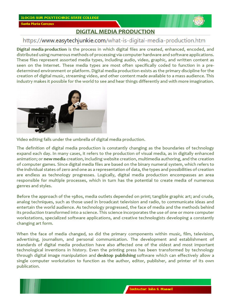 Understanding Digital Media Production | PDF | Data Compression | Mass ...