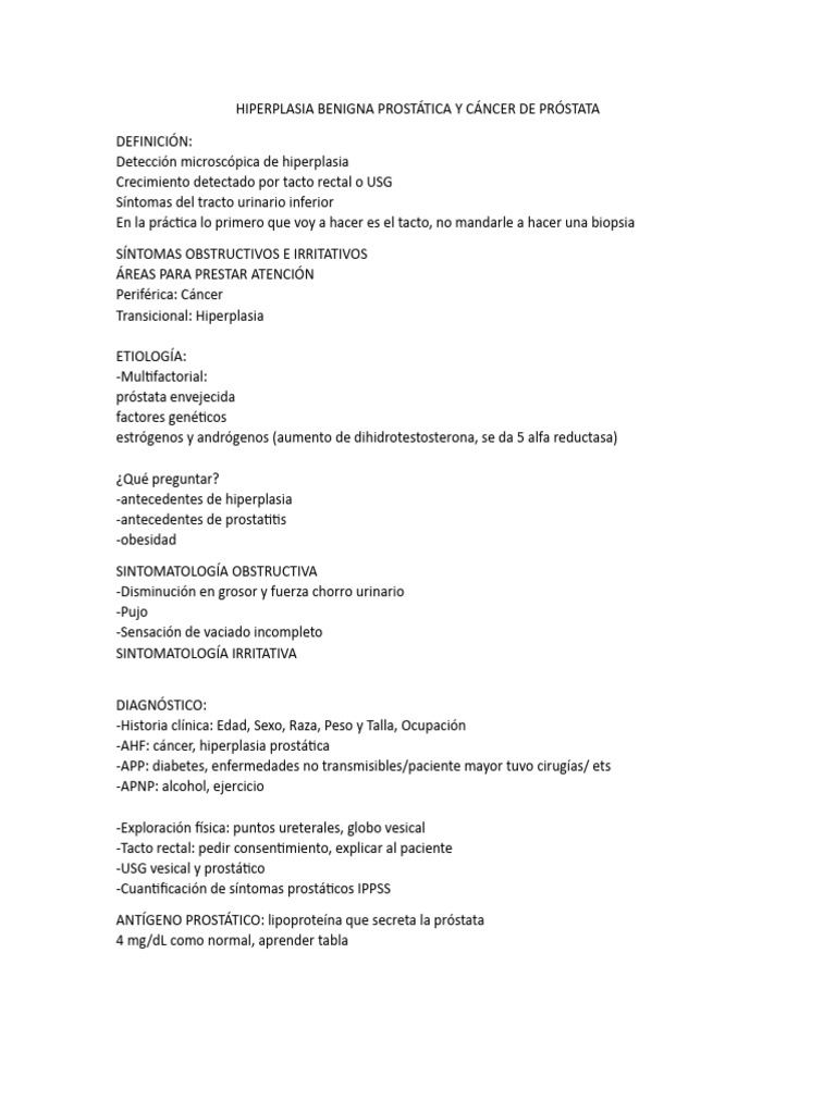 Hiperplasia Benigna Prostática y Cáncer de Próstata | PDF