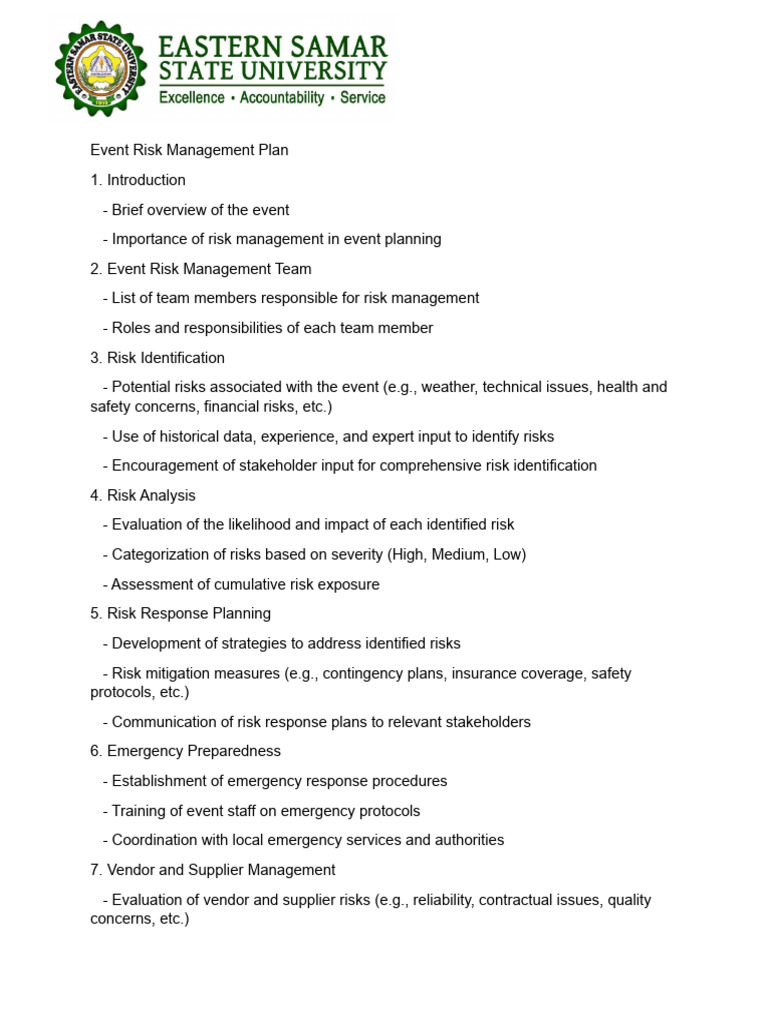 Event Risk Management Plan | Download Free PDF | Risk | Risk Management