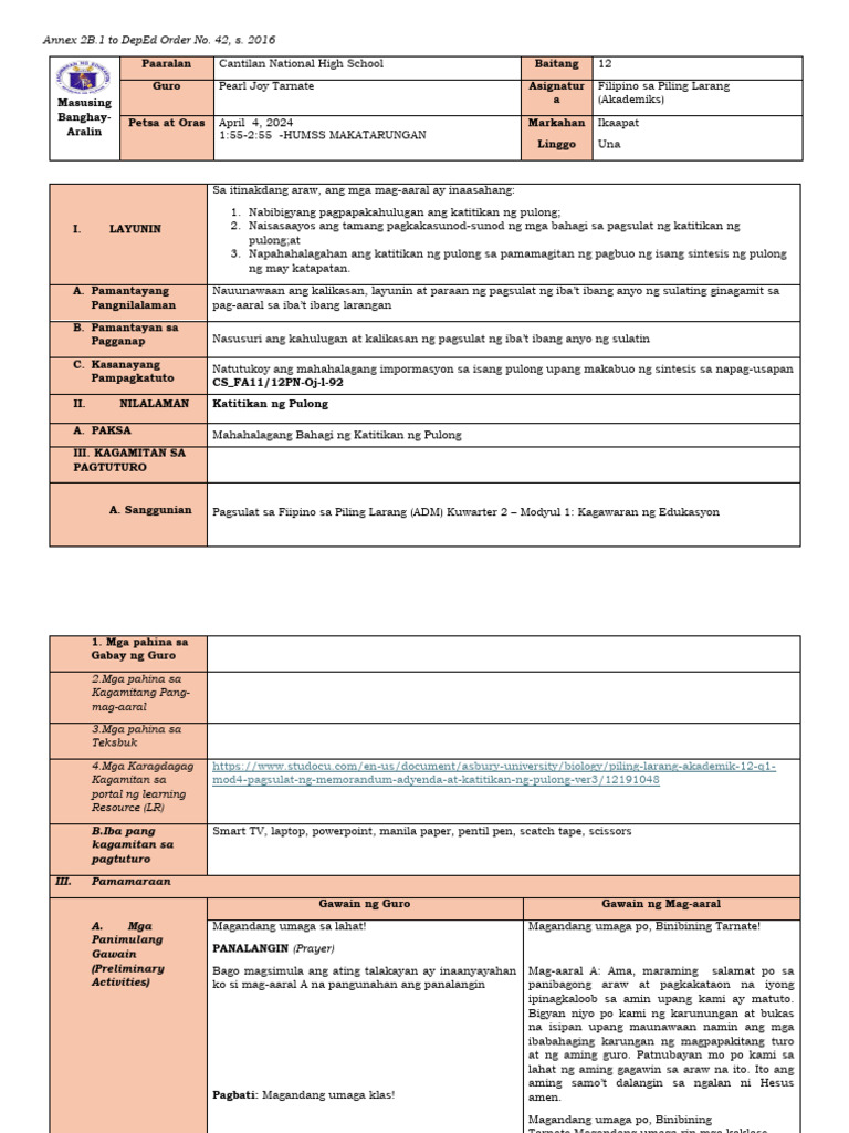 Tarnate - Katitikan NG Pulong Co2 | PDF