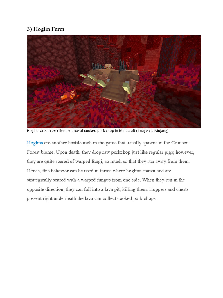 Minecraft Hoglin Farming Guide | PDF