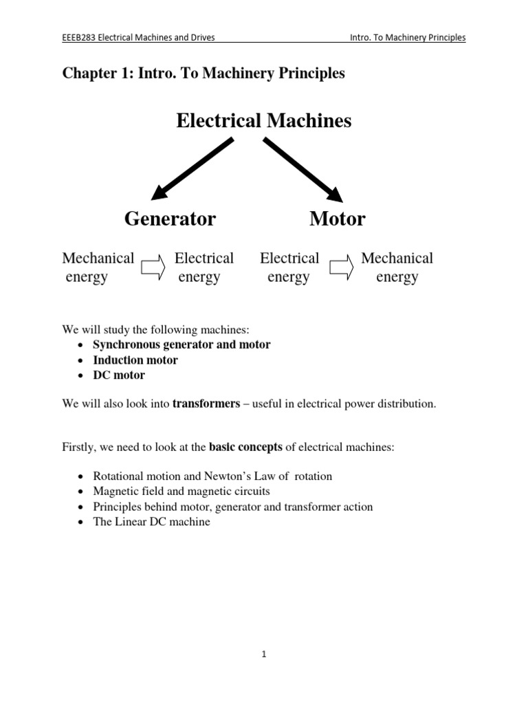 Chapter 1-Intro To Mach. Principles - Rev3 | PDF | Electromagnetic Induction | Magnetic Field