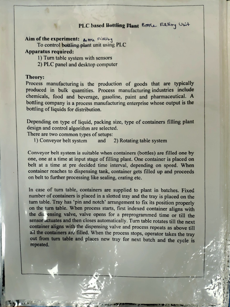 bottle filling unit | PDF | Programmable Logic Controller | Valve