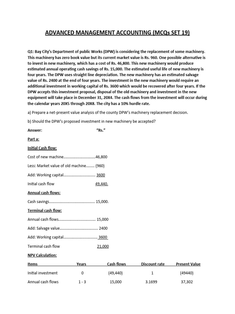 AMA SET 19 | PDF | Net Present Value | Internal Rate Of Return