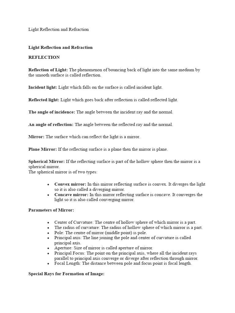 Light Reflection and Refraction images by convex concave r explained ...