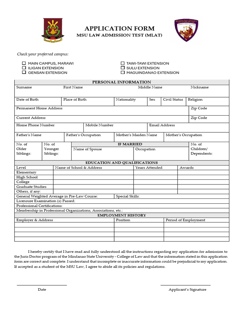 MLAT Application Form | PDF