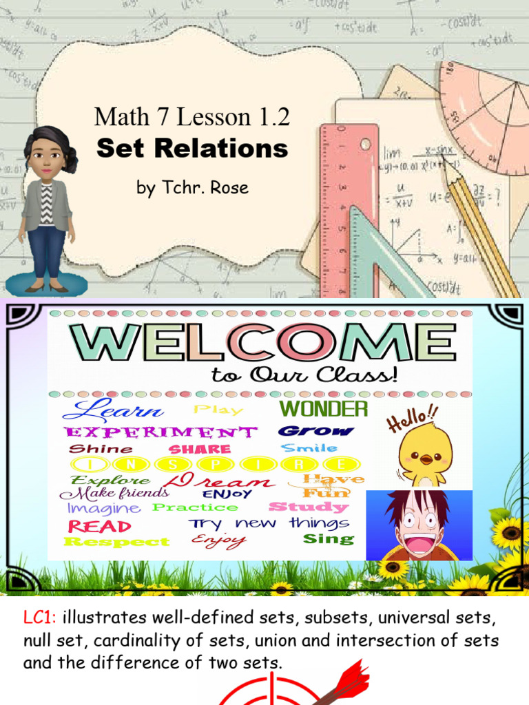 Math 7 Lesson 1.2 Set Relations | Download Free PDF | Set (Mathematics) | Empty Set