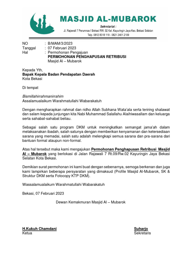 Surat Penghapusan Retribusi | PDF