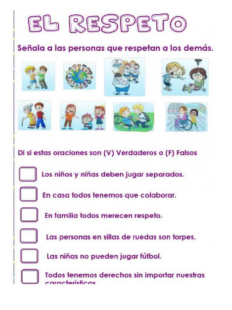 Ficha Del Valor Del Respeto Pdf