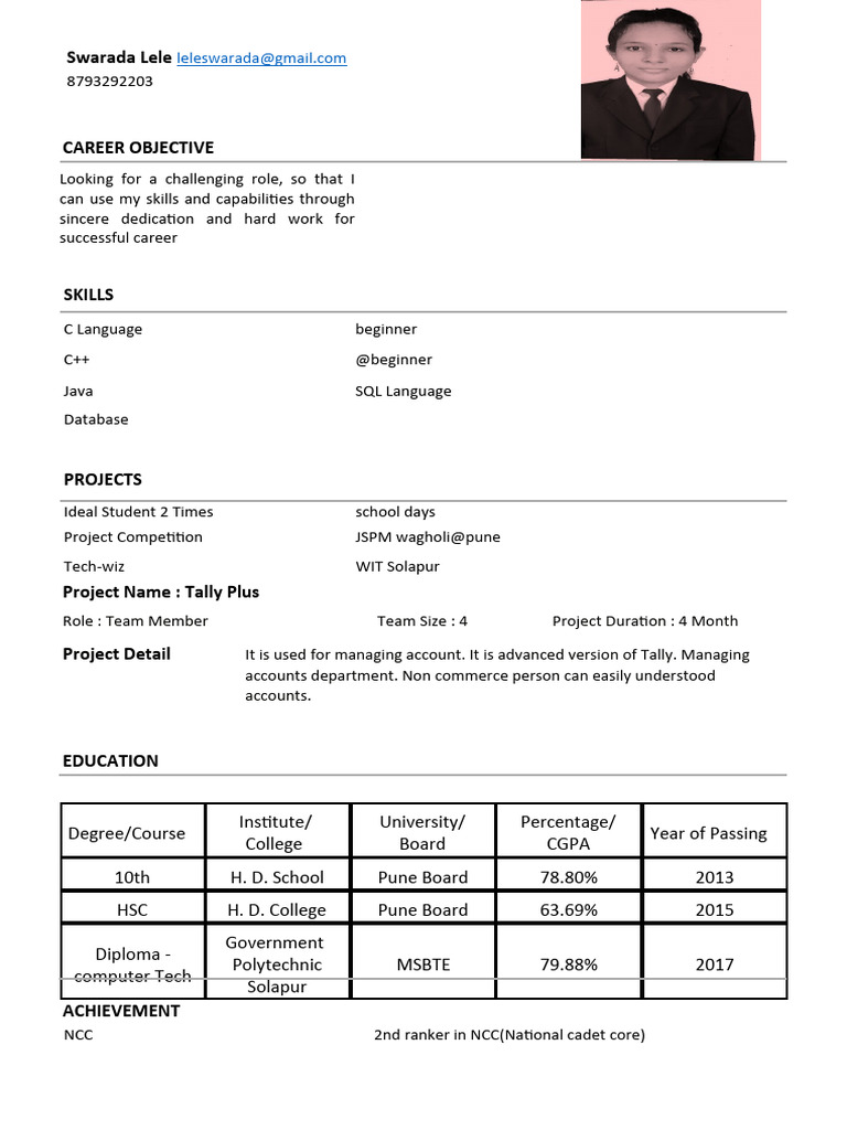 Aspiring Developer's Resume | PDF