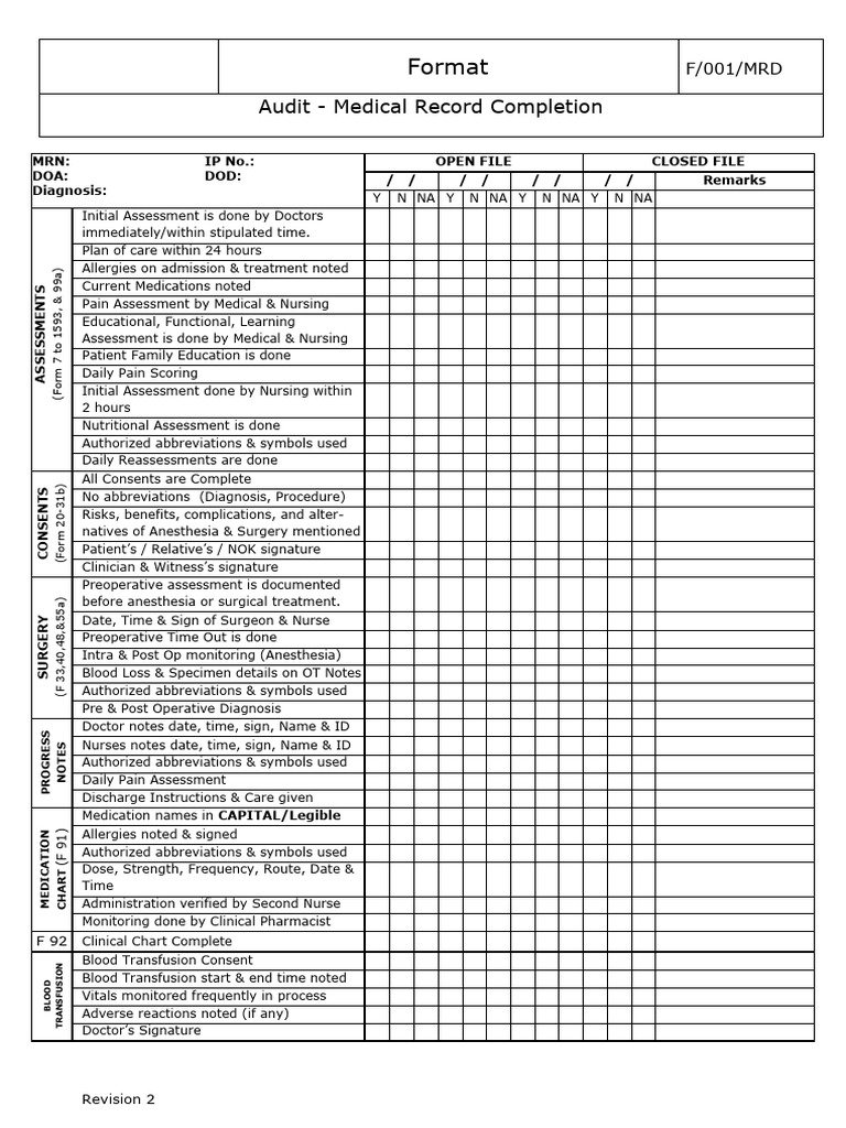 File Audit Form | PDF | Surgery | Anesthesia