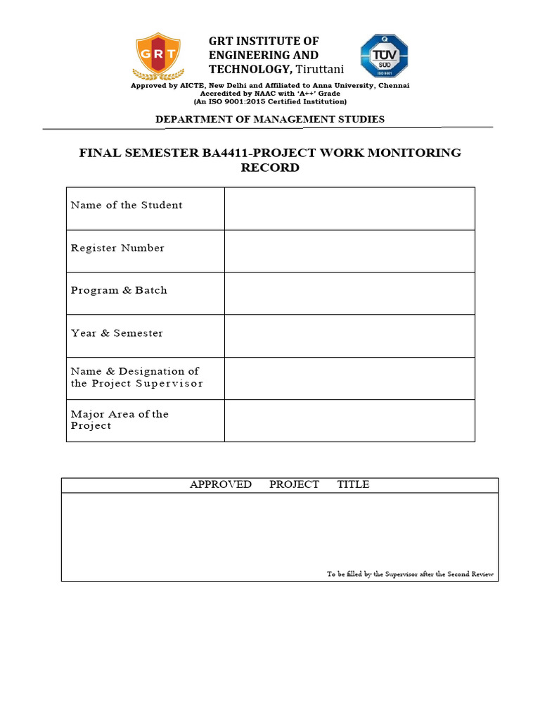 Monitoring Record - Project Work | PDF | Sampling (Statistics) | Iso 9000