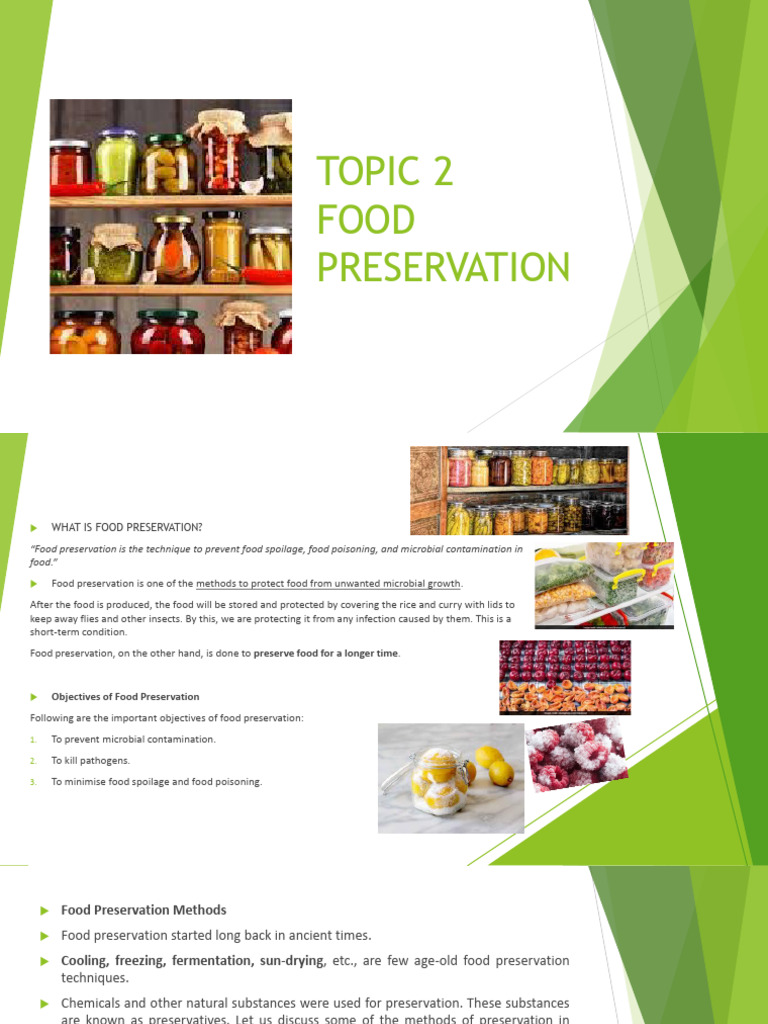 TOPIC 2 PRESERVATION FOOD | PDF | Food Preservation | Curing (Food ...