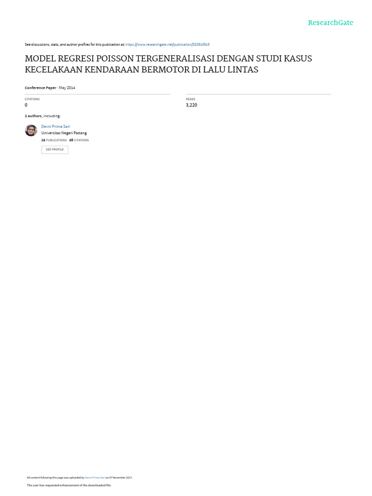 Model Regresi Poisson Tergeneralisasi Dengan Studi Kasus Kecelakaan ...