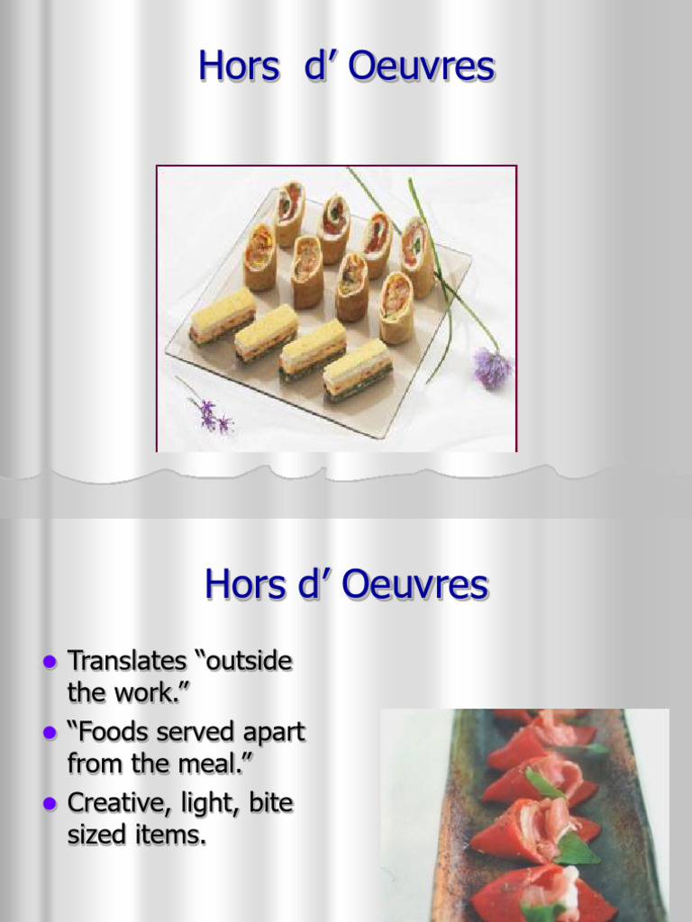 Hors d'Oeuvres & Sandwich Guide | PDF | Hors D'oeuvre | Foods