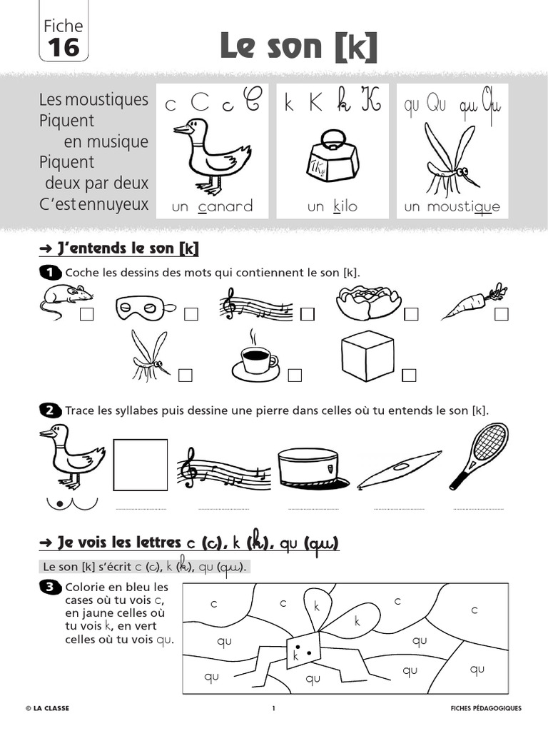 Fiche Pédagogique - Le Son (K) | PDF