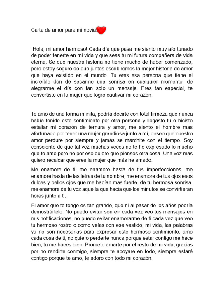 Carta de amor para mi novia | PDF