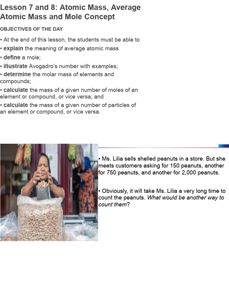 Mole Concept, Atomic Mass and Molar Mass | PDF | Mole (Unit) | Physical ...